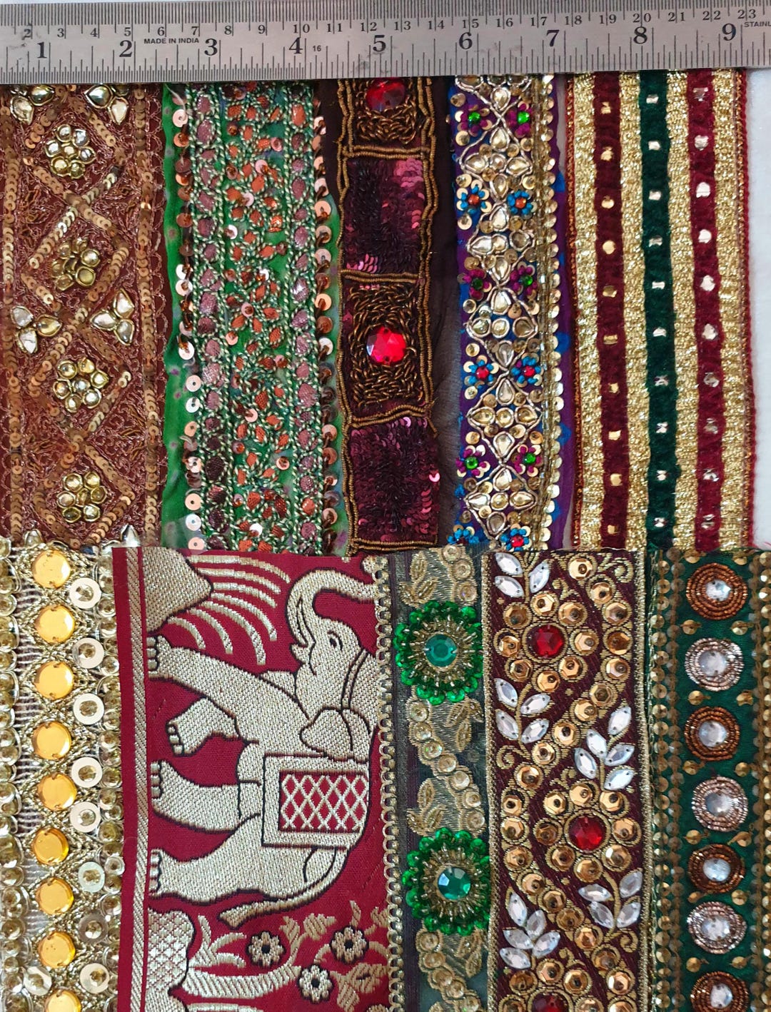 BOHO RARE Border Trim Lot OV Antique Vintage Sari Trim Lace Ribbon 10 ...