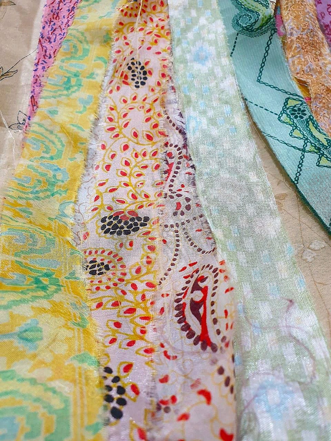 Silk Sari Strips Ribbon 30 YARDS Yarn Tassels SKEINS MIXED Muted Dull ...