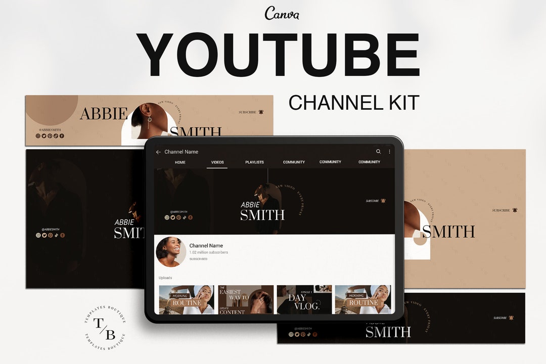 Dark Aesthetic Youtube Banner | Branding Kit | Editable Canva Templates ...