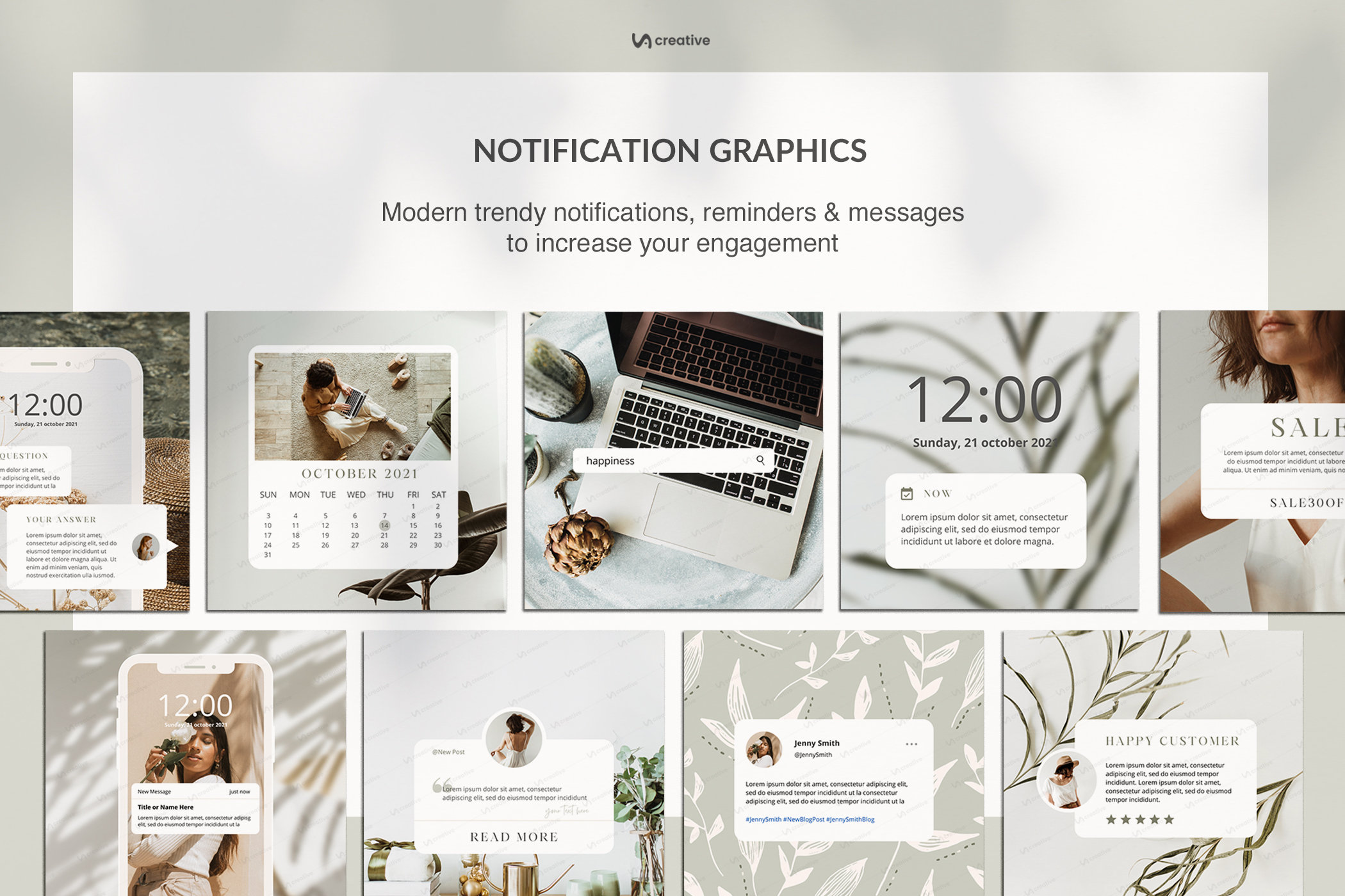 150 Sage Green Instagram Templates Instagram Stories Minimal Clean ...