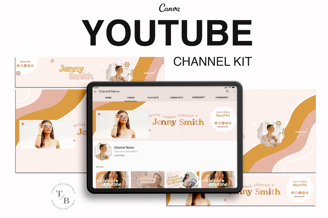 Youtube Branding Kit, Retro Channel Design, Youtube Channel Art, Banner ...