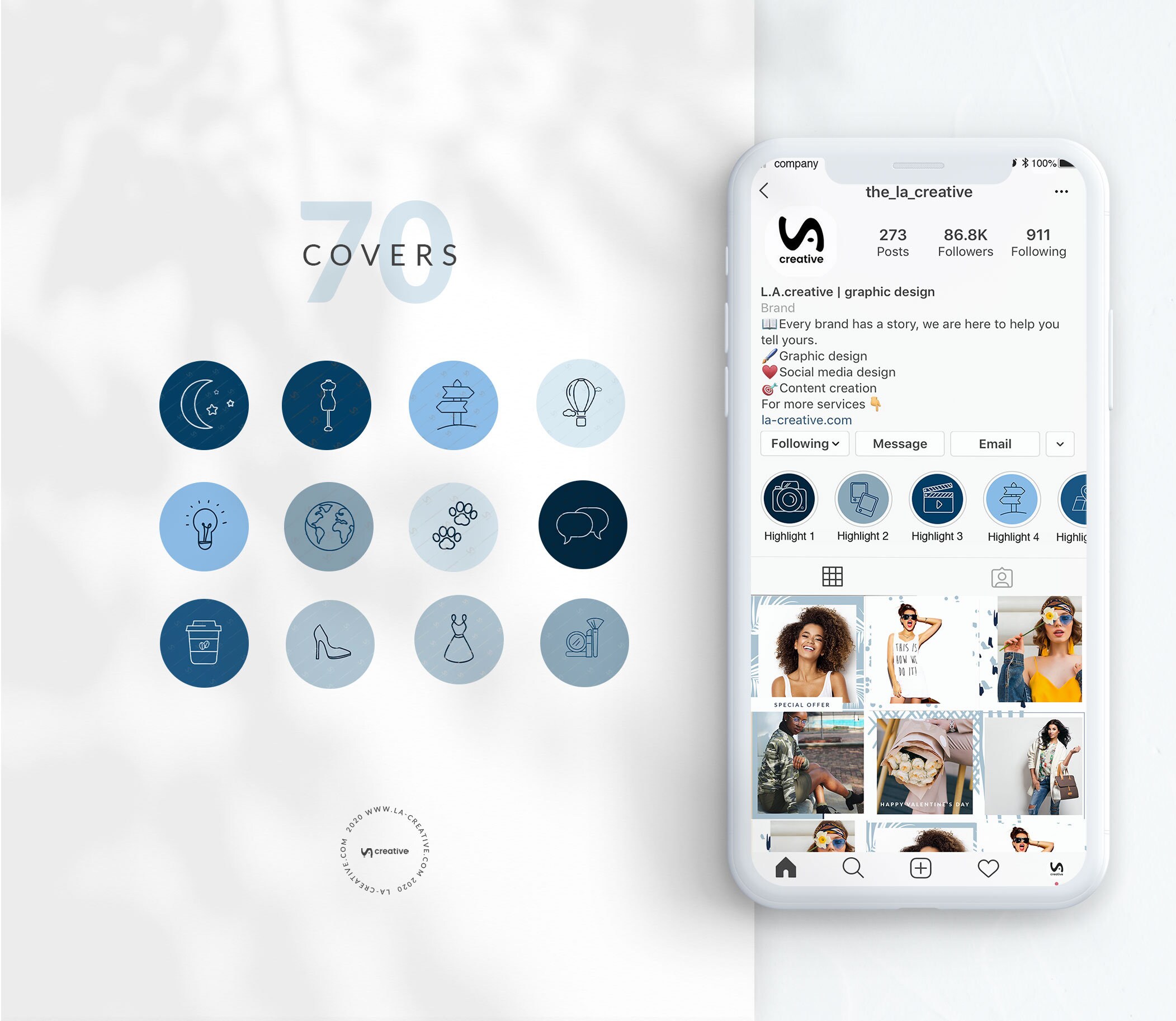 Blue Instagram Story Highlight Icons Navy Blue IG Stories | Etsy