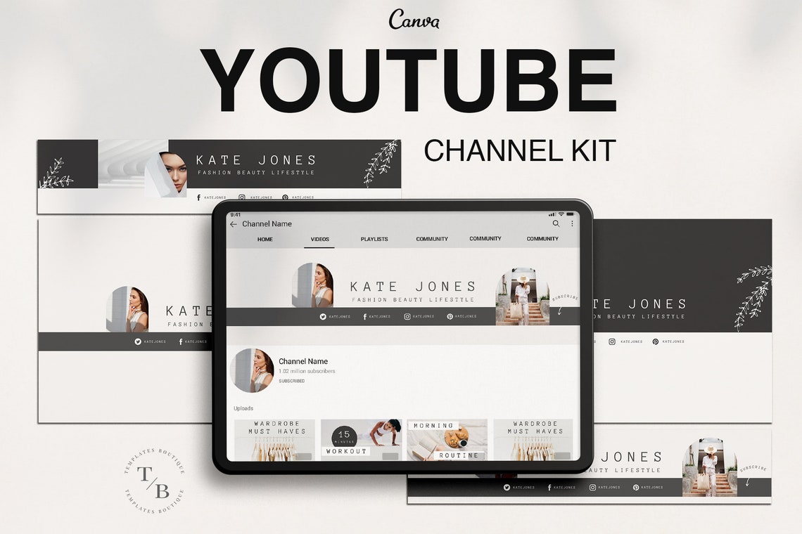 Youtube Banner Youtube Channel Branding Kit Editable Canva - Etsy