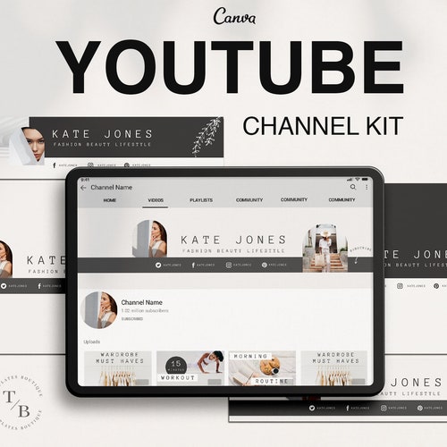 Youtube Channel Kit Editable Canva Template Minimal Clean - Etsy