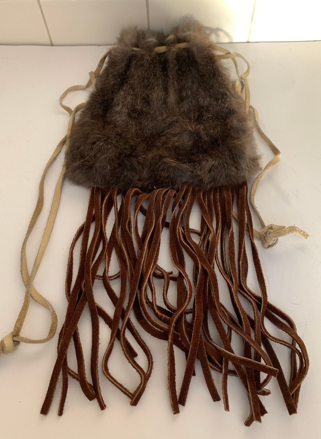 Rabbit Fur Pouch Purse With Fringe - Etsy