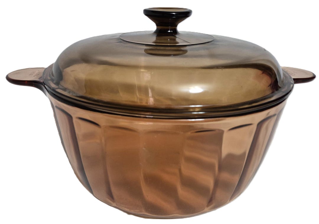 4.5 Litre Corning Vision USA Glass Cooking Pot W/ Lid Amber - Etsy