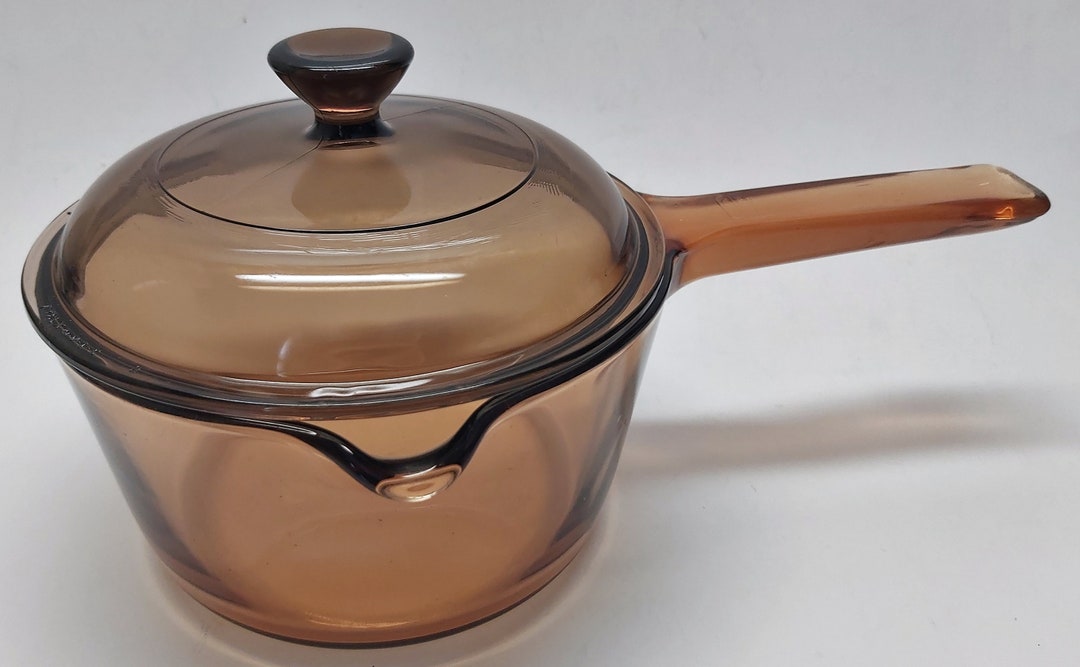 1 Litre Corning Ware USA Vision Amber Glass Cookware Sauce Pot With Lid ...