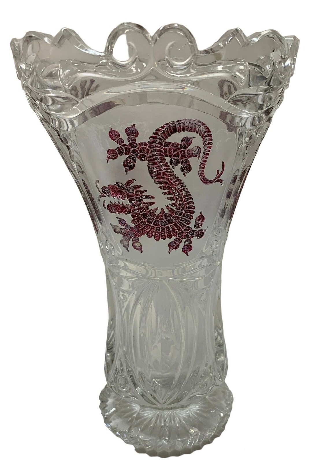 Vintage Hofbauer Lead Crystal Vase With Etched Dragon - Etsy
