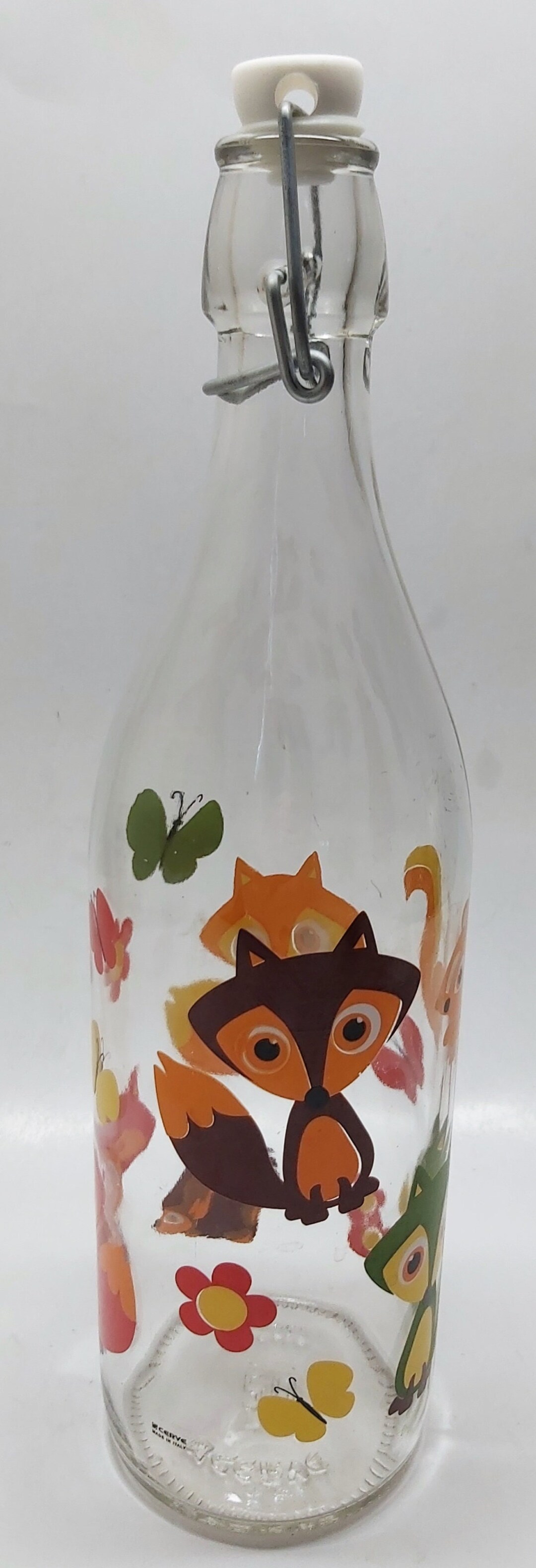 Vintage Italian Foxes Butterflies Glass Carafe Bottle by CERVE Italy ...