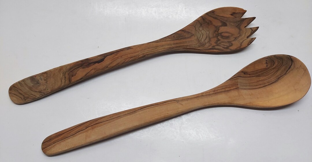 Exotic Wood Salad Fork Spoon Serving Set 13.5 Hand Made - Etsy