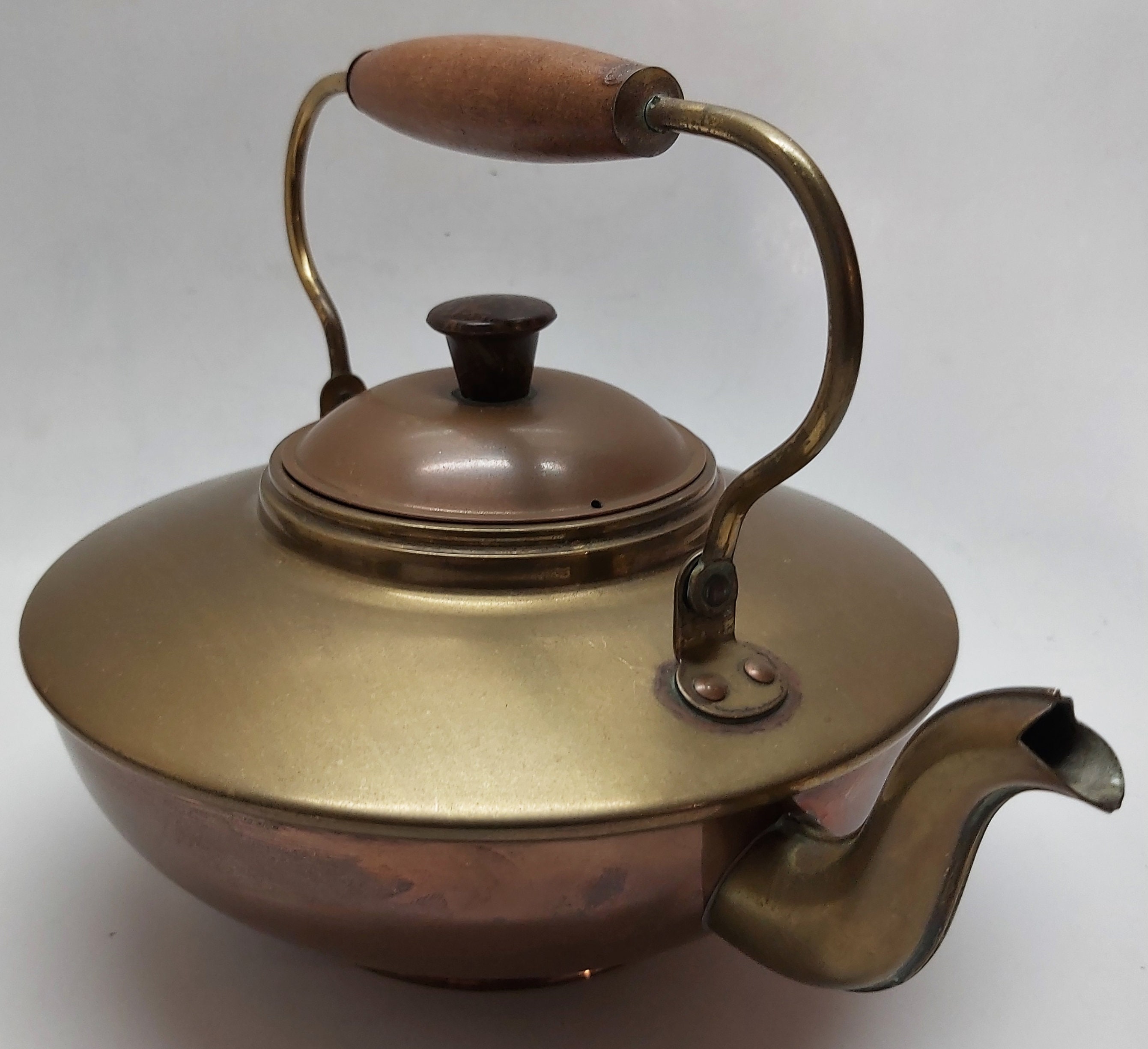Vintage Copper Kettle With Wood Handle Holland - Etsy