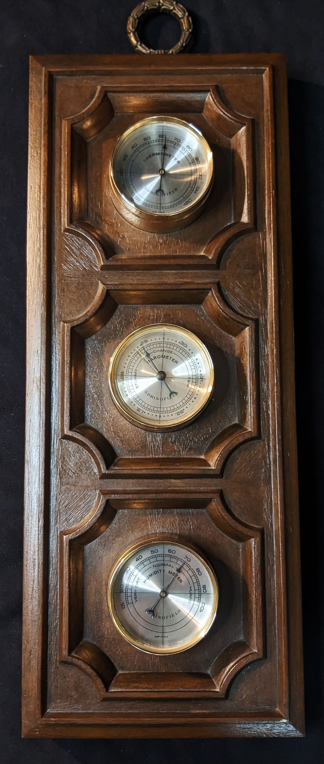 Vintage Springfield Weather Station Barometer Thermometer Humidity USA ...