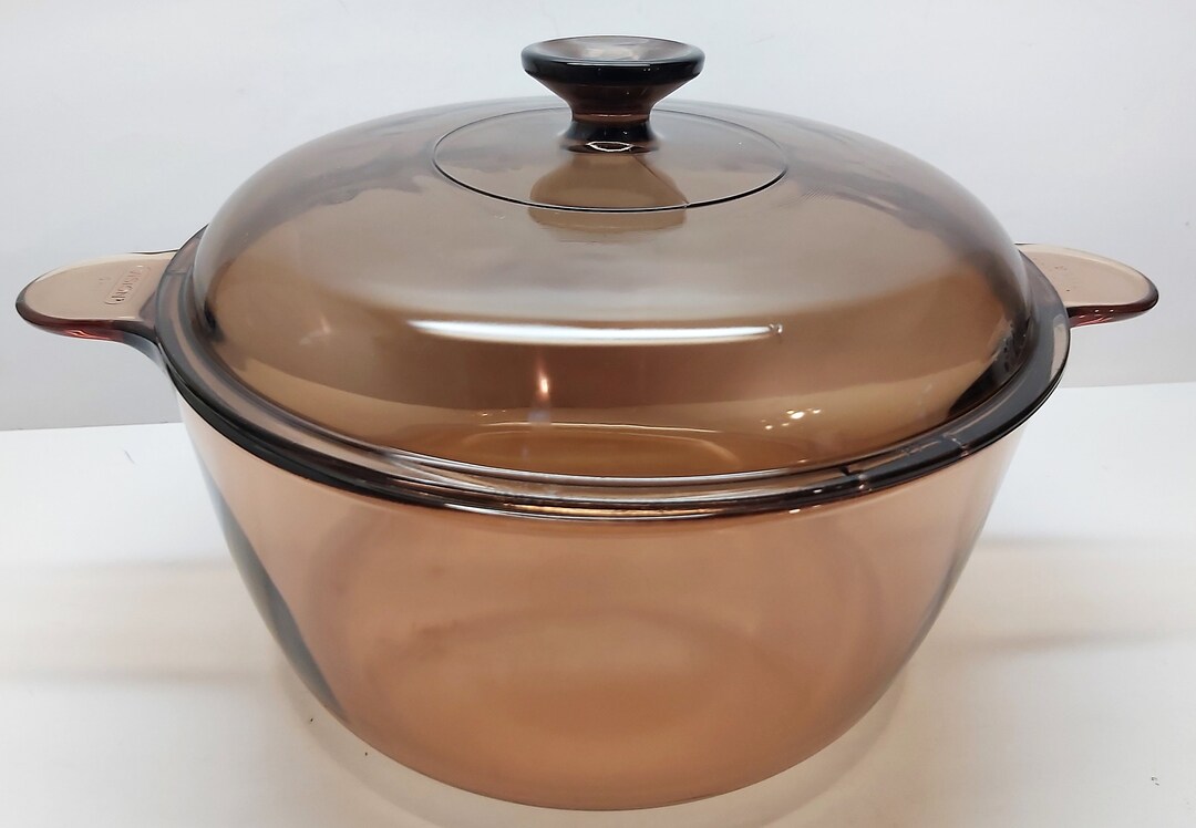 4.5 Litre Corning Vision USA Glass Cooking Pot W/ Lid Amber - Etsy
