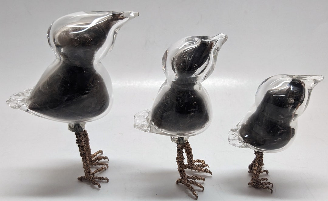 Unique Art Glass Handblown Chicks Birds Filled With Feathers - Etsy