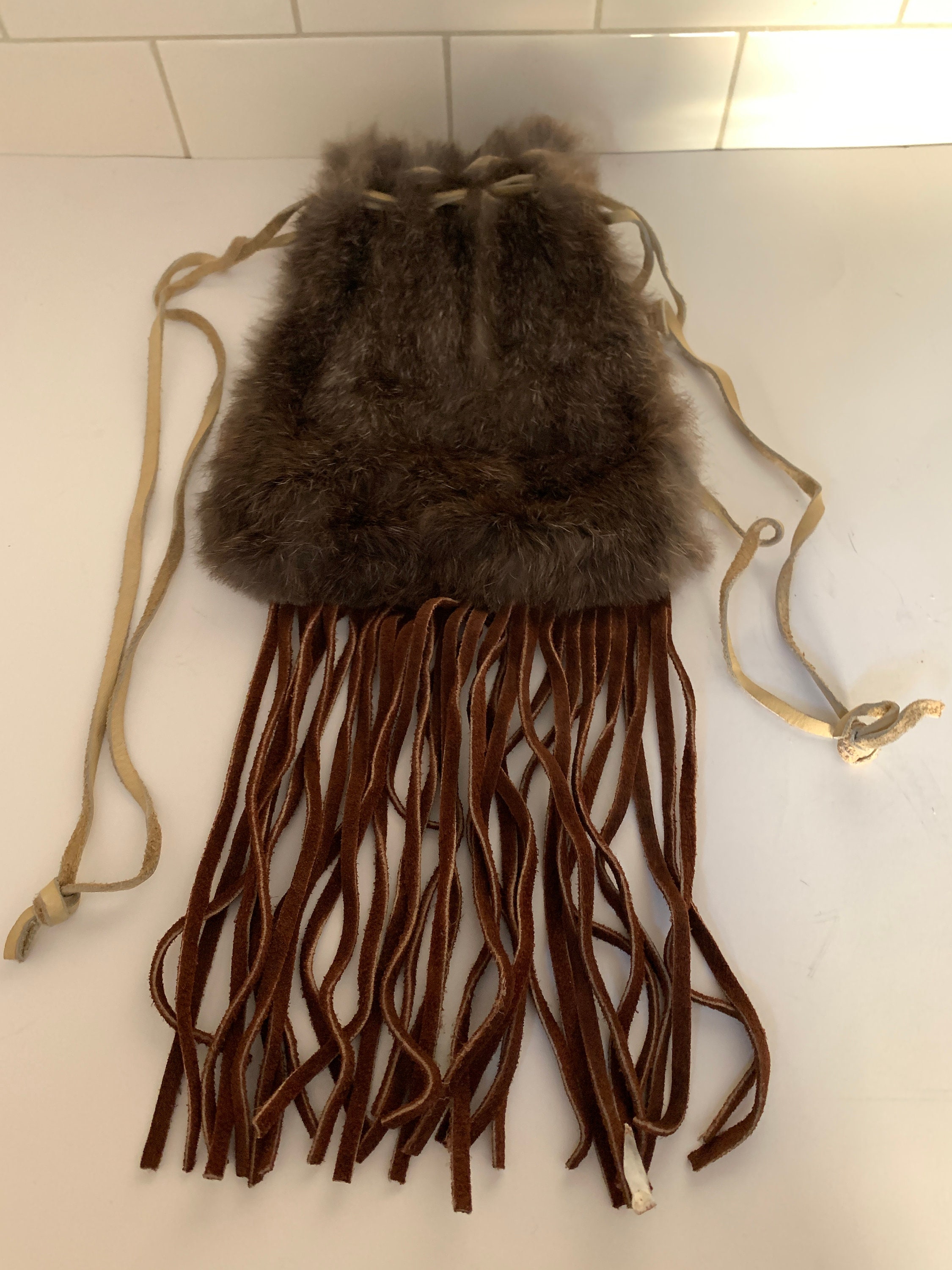 Rabbit Fur Pouch Purse With Fringe - Etsy