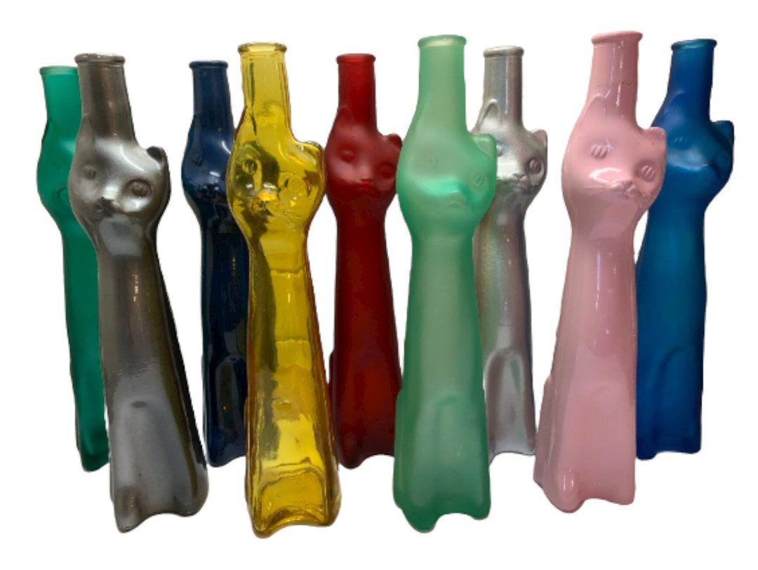 Cat Glass Wine Bottles Decanters Various Colors - Etsy