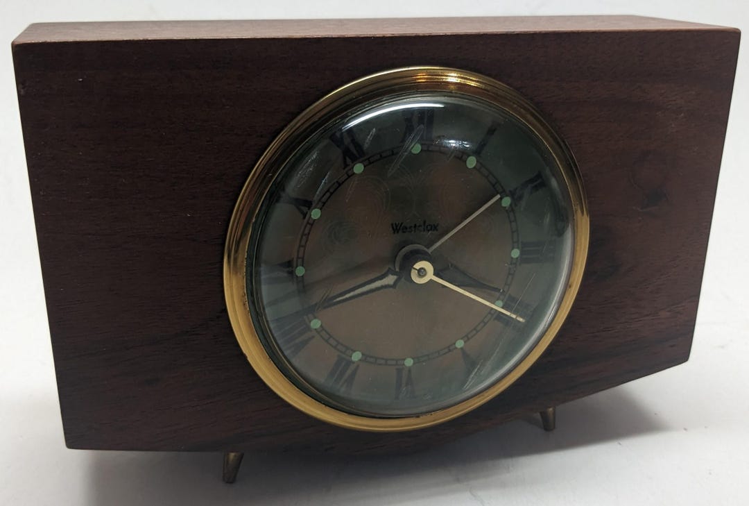 Vintage Westclox Wedgewood Art Deco Electric Desk Clock W/ Alarm Wood ...