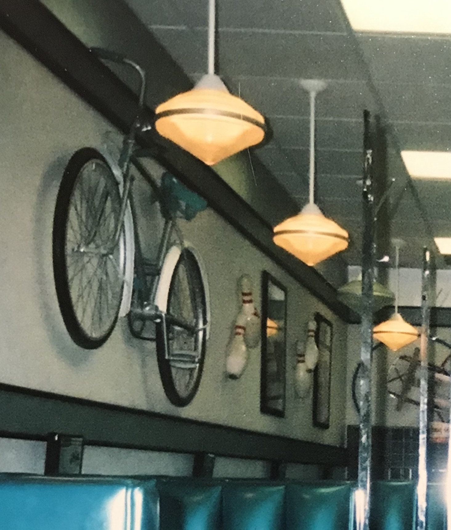 Original Retro Diner Art Deco Glass and Enamel Pendant Light - Etsy