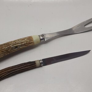 Vintage Bone Antler Handle Carving Fork and Steak Knife Stainless Steel Japan - Etsy