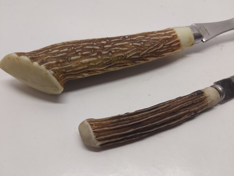 Vintage Bone Antler Handle Carving Fork and Steak Knife | Etsy