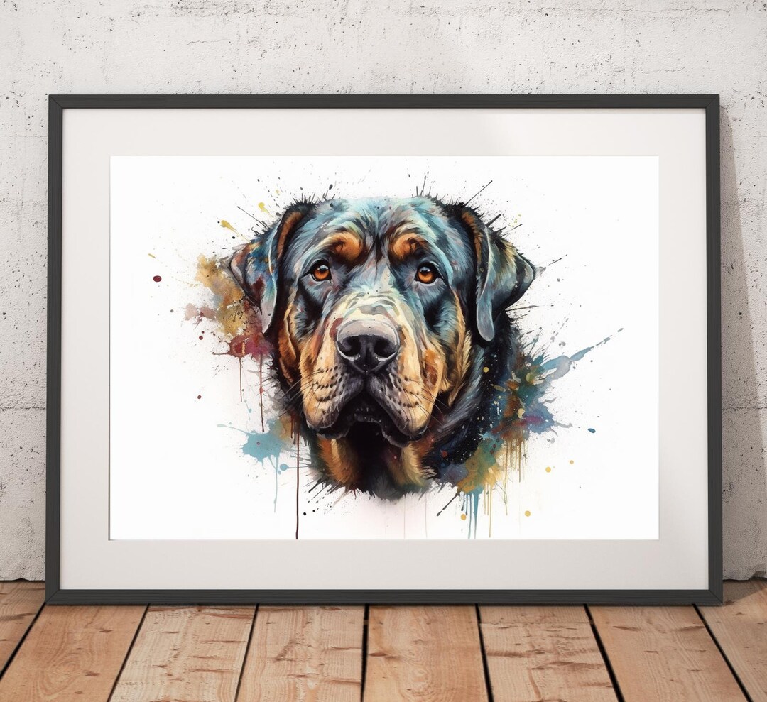 Watercolor Rottweiler Print - Unframed, Dog Wall Art, Rottweiler Art ...