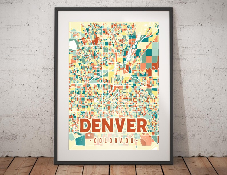 Denver Colorful Map Print - Unframed, Denver Wall Art, Wall Art Print ...
