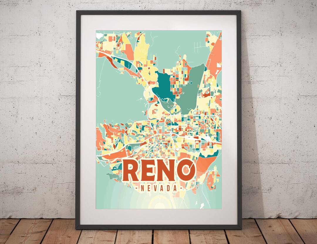 Reno Colorful Map Print - Unframed, Reno Wall Art, Wall Art Print ...