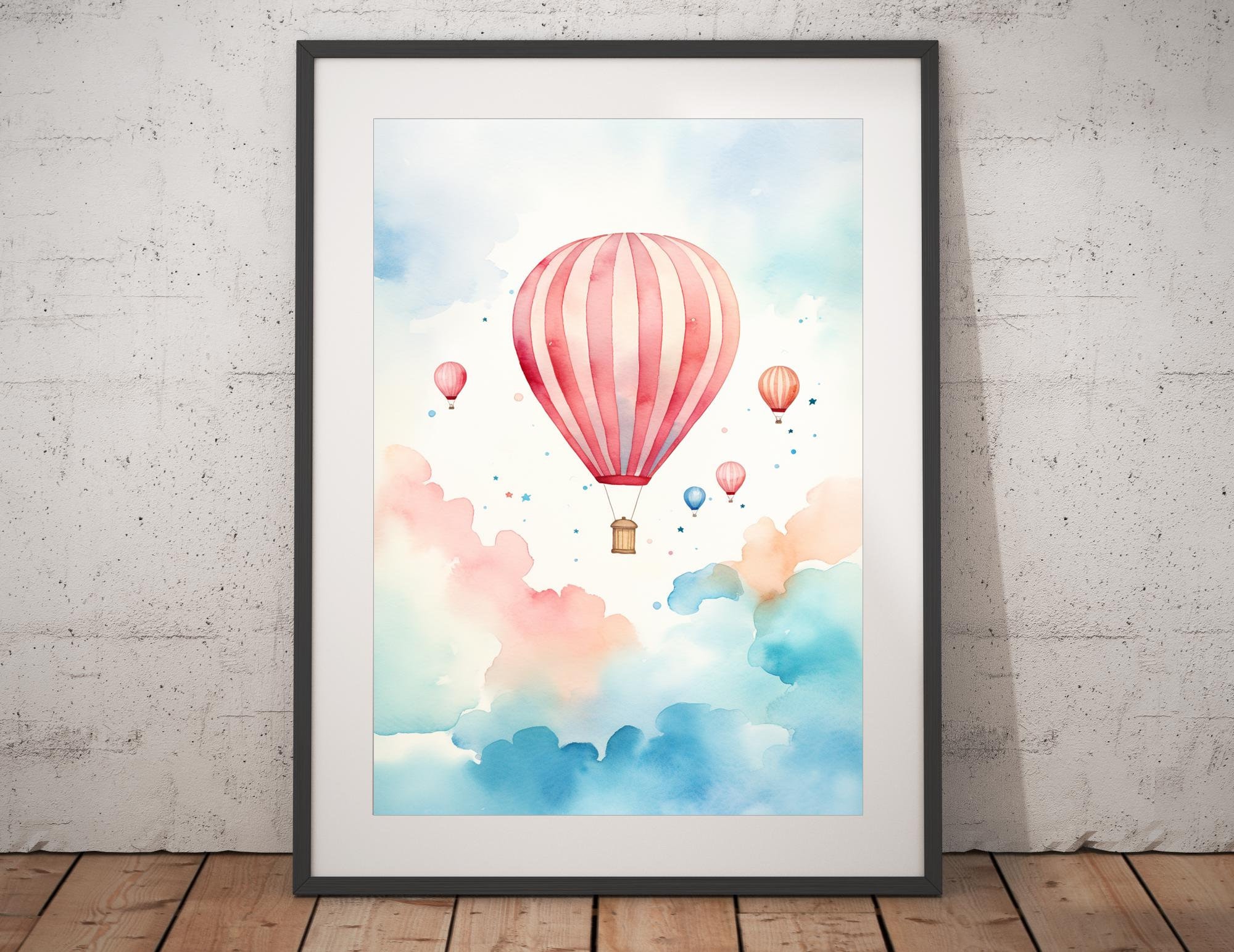 Hot Air Balloon Watercolor Print Unframed, Watercolor Wall Art, Wall ...