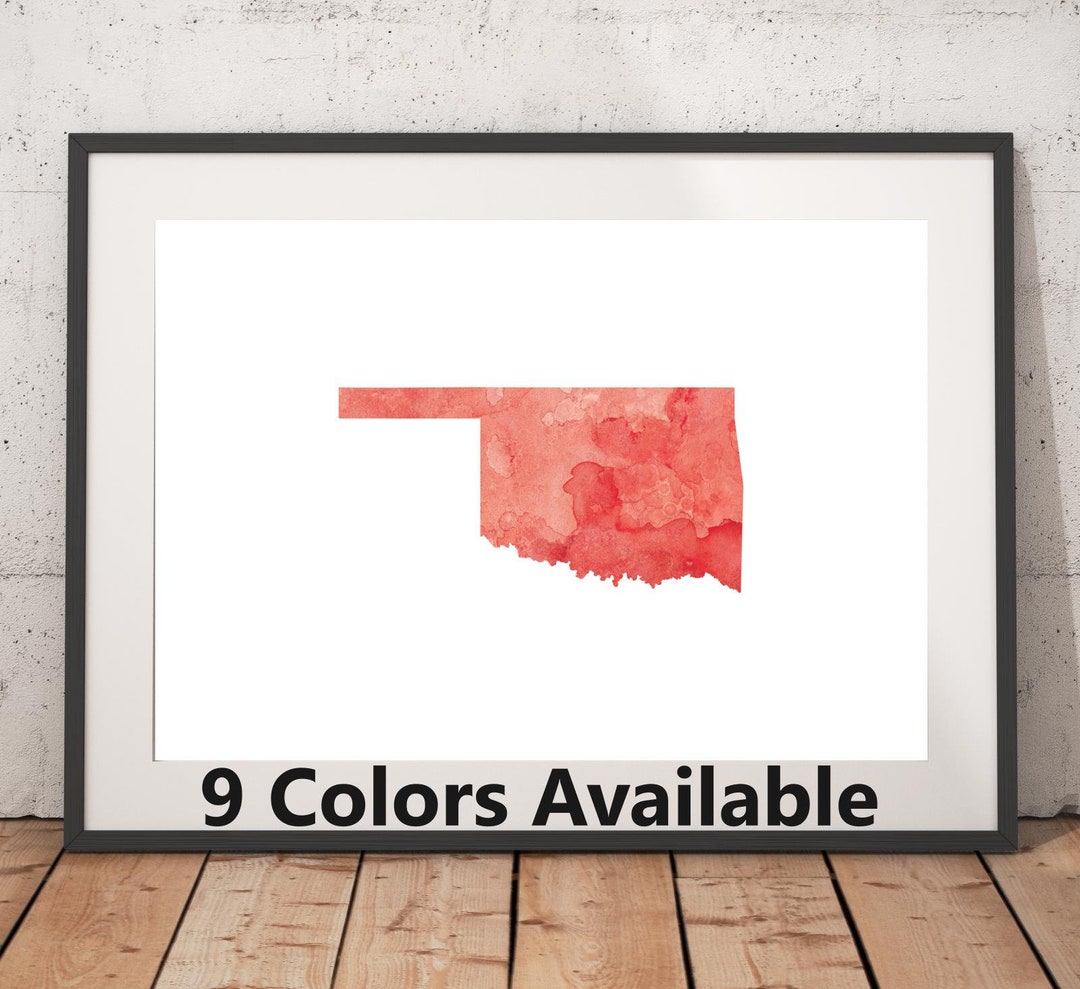 Oklahoma Watercolor Print - Unframed, State Wall Art, Oklahoma Art ...