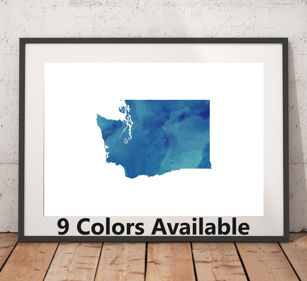 Washington Watercolor Print - Unframed, State Wall Art, Washington Art ...