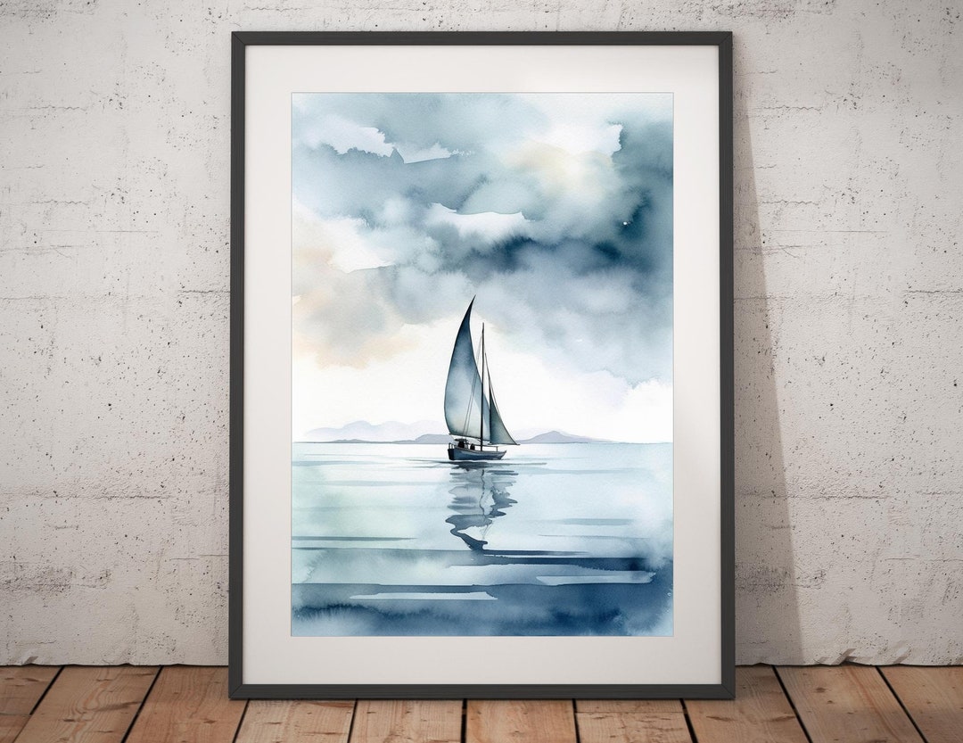 Sailboat Watercolor Print - Unframed, Watercolor Wall Art, Wall Art ...