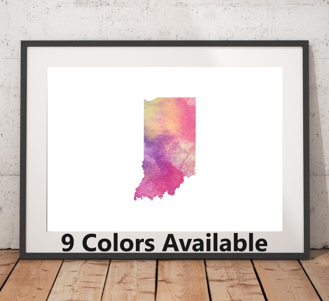 Indiana Watercolor Print - Unframed, State Wall Art, Indiana Art Print ...