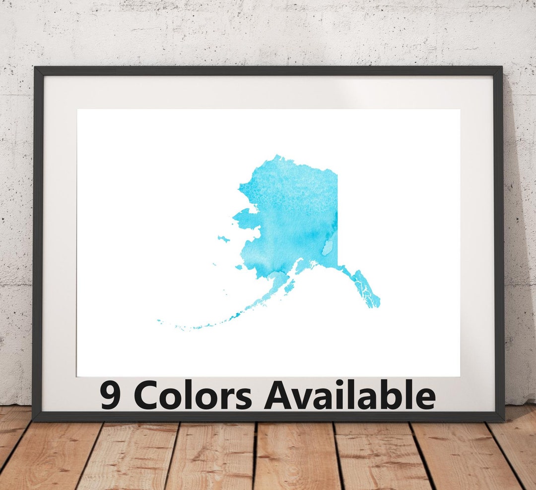 Alaska Watercolor Print - Unframed, State Wall Art, Alaska Art Print ...