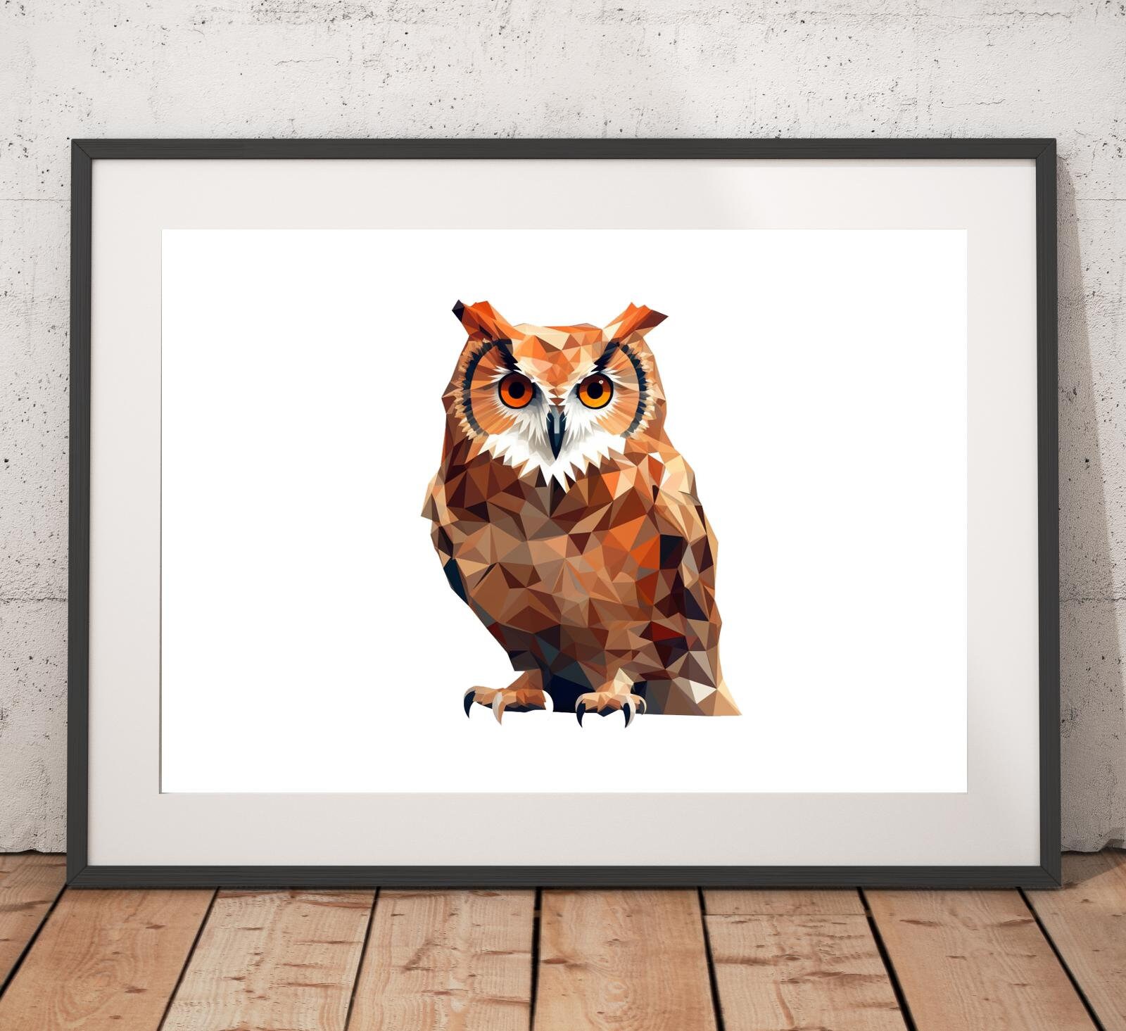 Geometric Owl Print - Unframed, Animal Wall Art, Owl Art Print, Wall ...