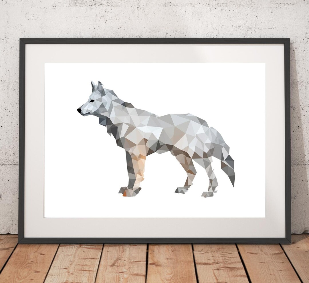Geometric Wolf Print - Unframed, Animal Wall Art, Wolf Art Print, Wall ...