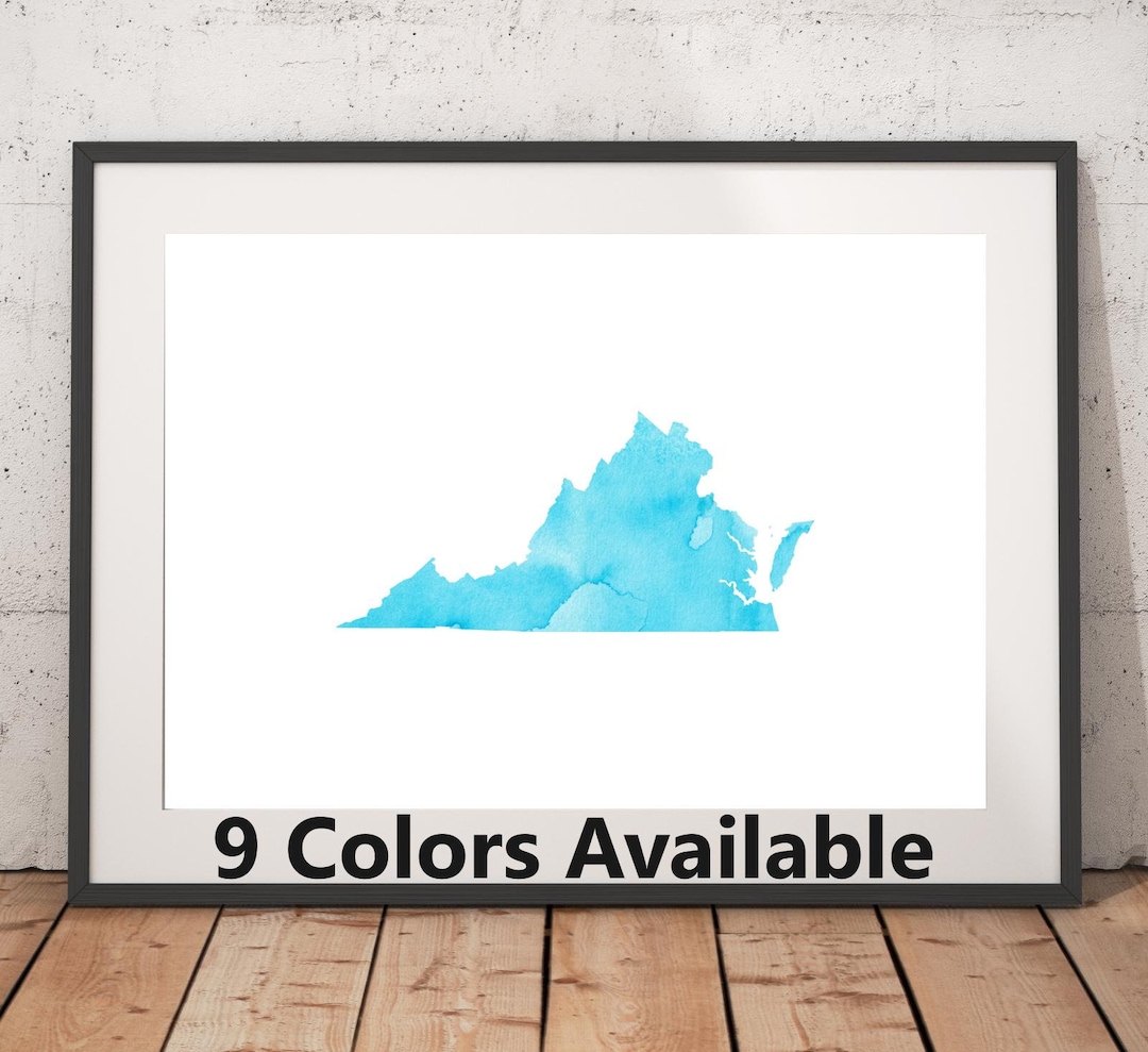 Virginia Watercolor Print - Unframed, State Wall Art, Virginia Art ...