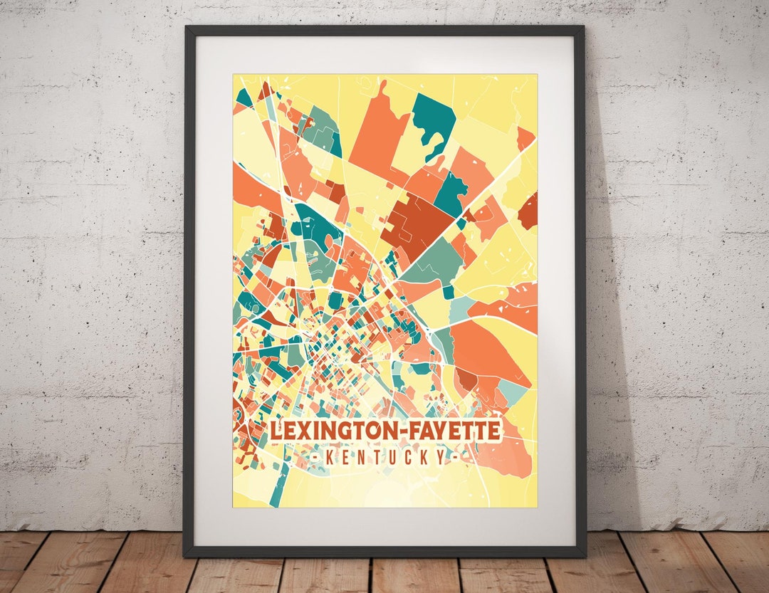 Lexington-fayette Colorful Map Print - Unframed, Lexington-fayette Wall ...