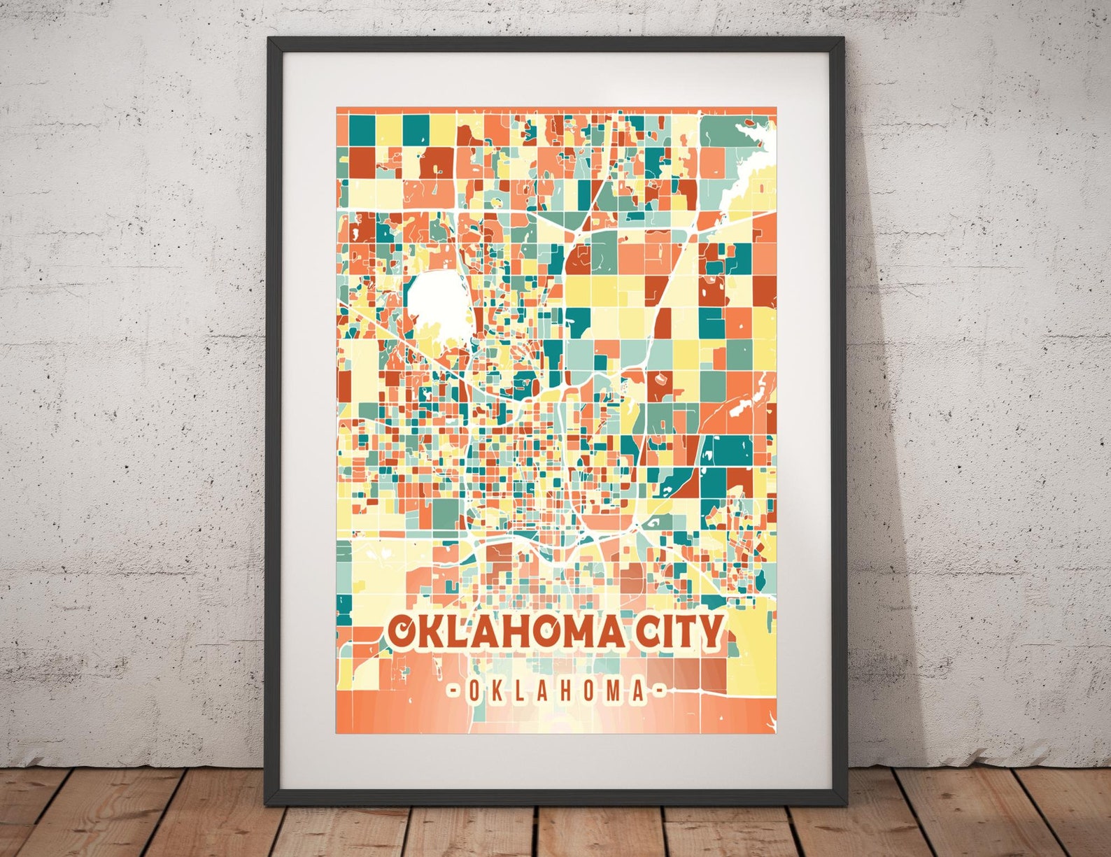 Oklahoma City Colorful Map Print - Unframed, Oklahoma City Wall Art ...