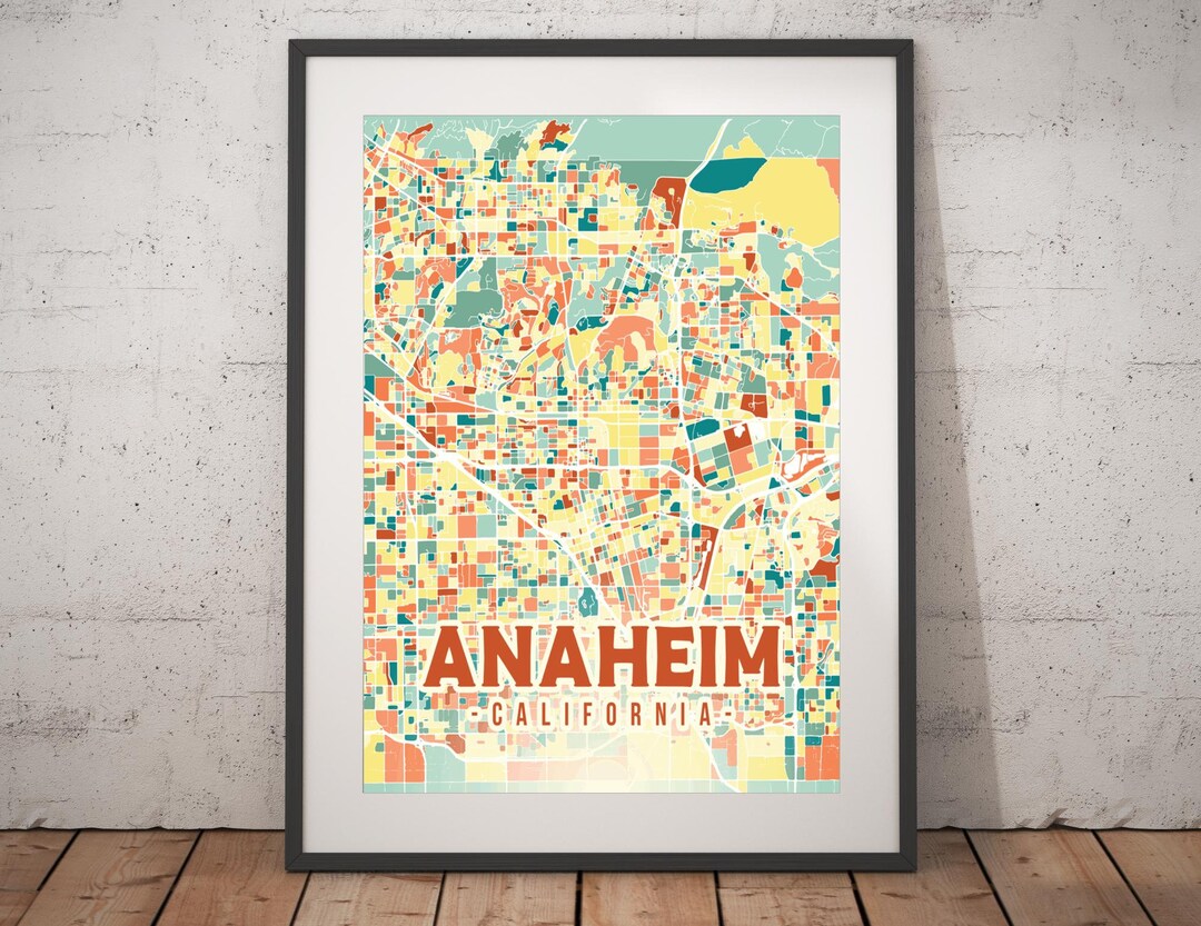 Anaheim Colorful Map Print - Unframed, Anaheim Wall Art, Wall Art Print ...
