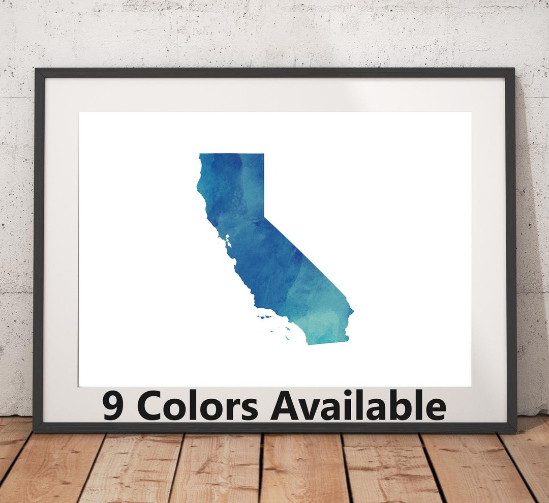 California Watercolor Print - Unframed, State Wall Art, California Art ...