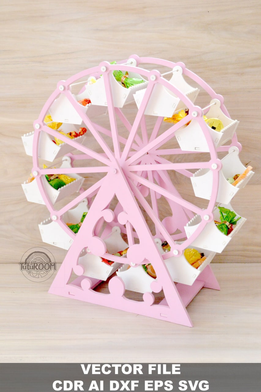 Wooden Ferris Wheel Candy-bar Stand for Sweets Vector File for Laser ...