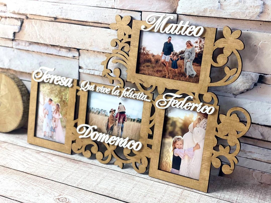 Personalized Family Photo Frame | Custom Multi Picture Frame | Wooden ...
