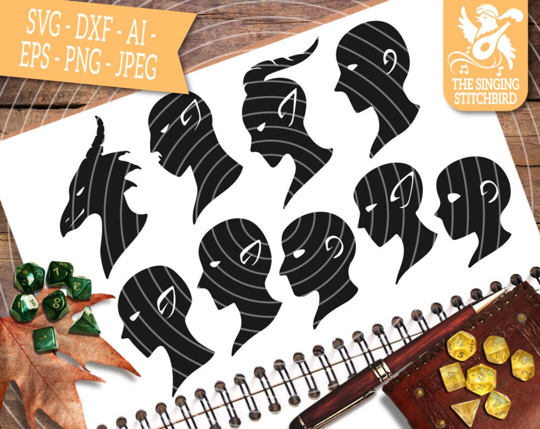 Races Simple Silhouette Profiles SVG Dungeons and Dragons Commercial ...