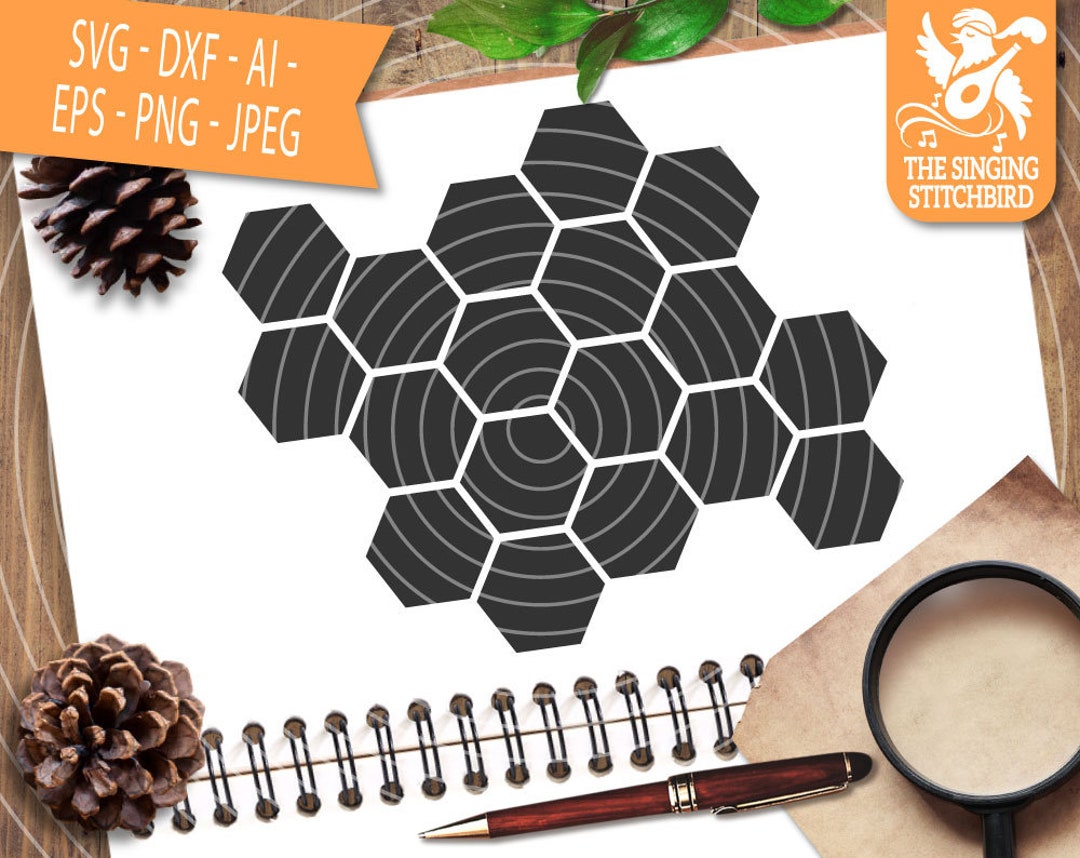 Honeycomb 1 SVG DXF, Instant Download, Stitchbird Graphics Commercial ...