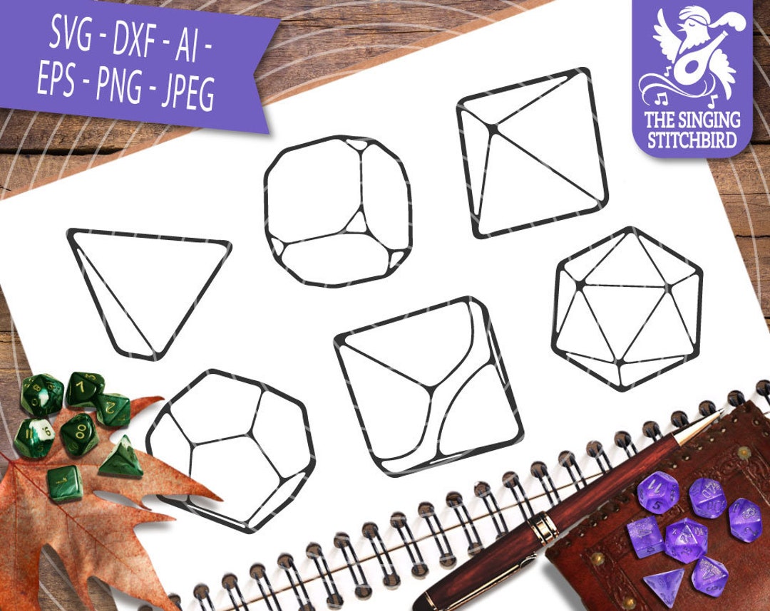 Role-playing Dice 1 Bundle SVG DXF, Instant Download, Stitchbird ...
