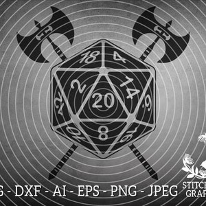D20 Axes Black Dice SVG Dungeons and Dragons Commercial Use | Etsy