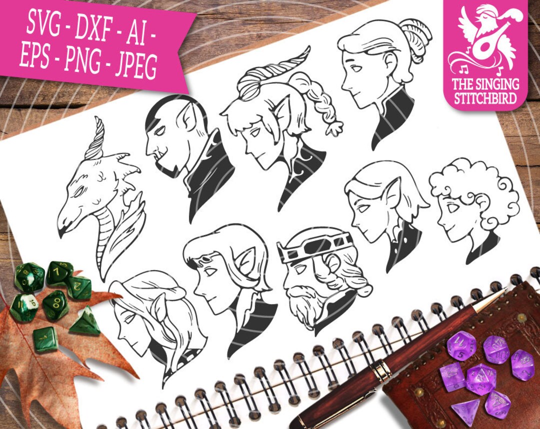 Races Lined Profiles SVG Dungeons and Dragons Commercial Use Silhouette ...