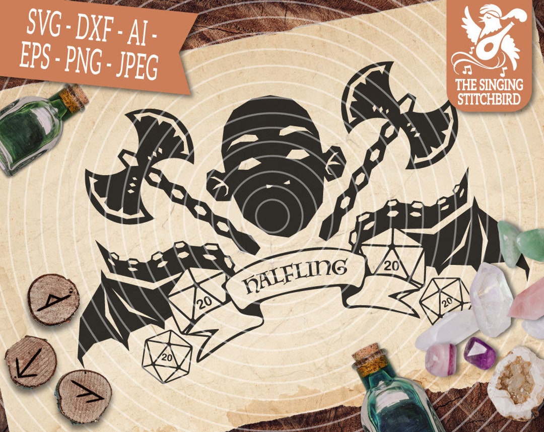 Halfling Emblem 2 SVG, Dungeons and Dragons Commercial Use, Silhouette ...