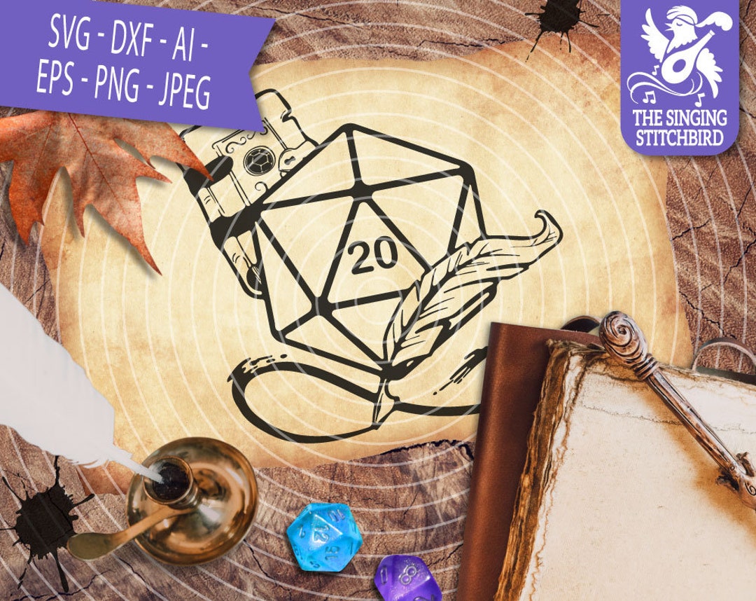 D20 - Scribe 1 SVG, Dungeons and Dragons Commercial Use, Silhouette SVG ...