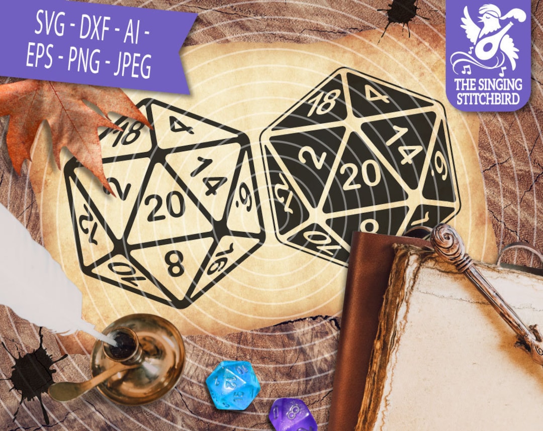 D20 (20) Twin Pack SVG DXF, Dungeons and Dragons Instant Download ...